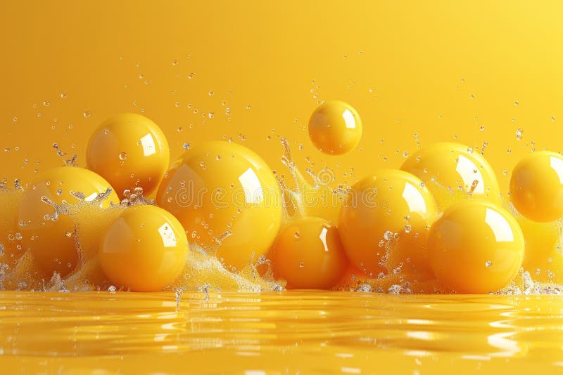 Yellow Sphere Composition - Modern Abstract 3D Render Stock ...
