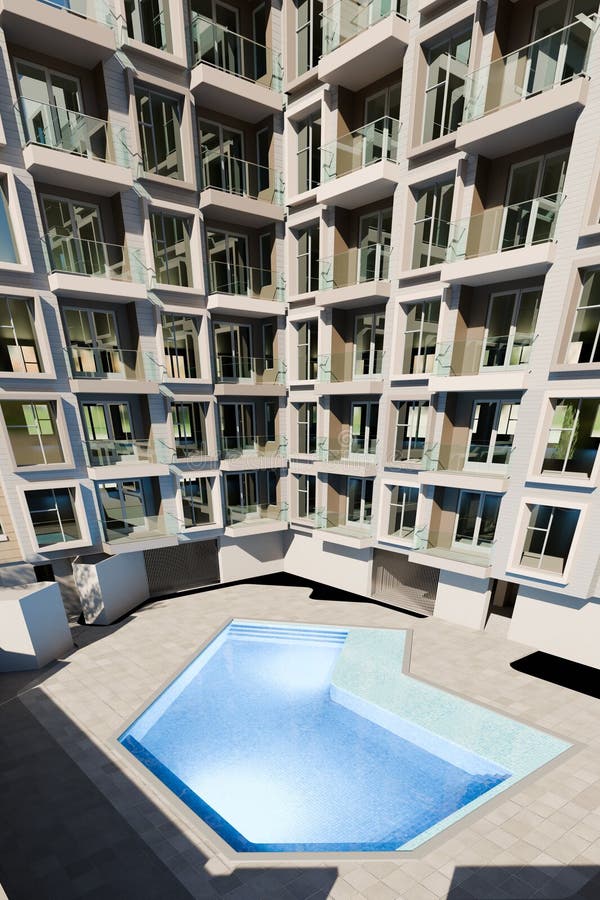 Stunning Modern Apartment Complex Showcases an Inviting Pool Area ...