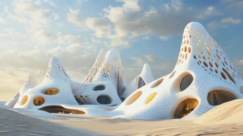 Unique Modern Architecture in Desert Setting with Unusual White ...