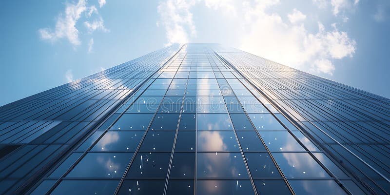 Stunning Modern Architecture Glass Building Rooftop View with Sky and ...