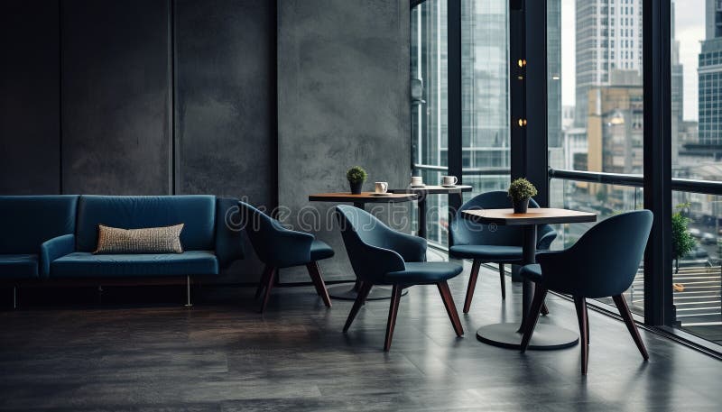 Stunning Modern Cafe Restaurant with Spacious Panoramic Windows, Trendy ...