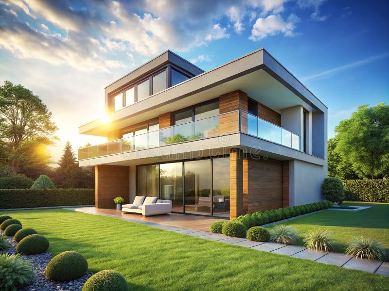 Stunning Modern Exterior Design of a Luxury 3D Rendered Home Perfect ...