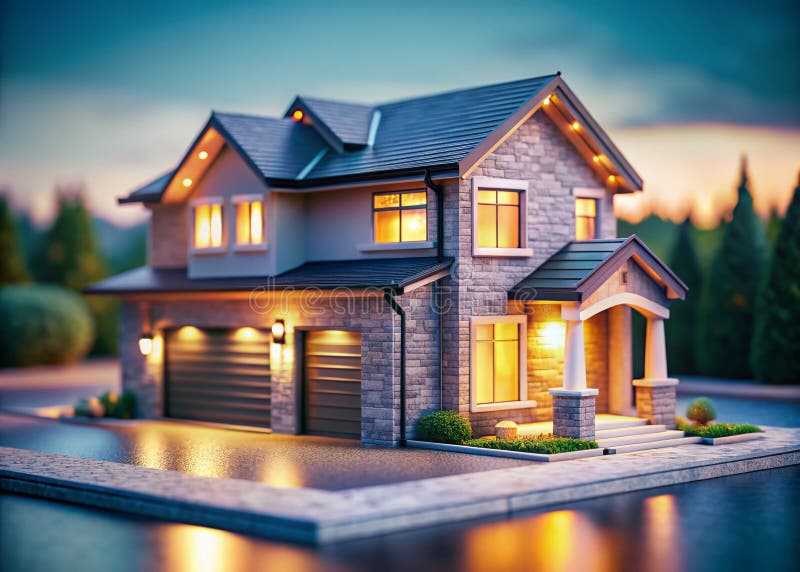 Stunning Modern Gray Stone House with a TiltShift Effect Architectural ...