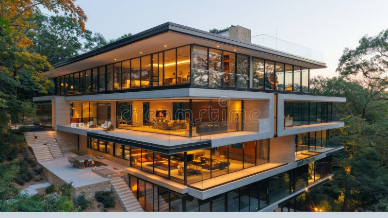 Luxury Modern Glass House in Forest with Spacious Interiors and Open ...