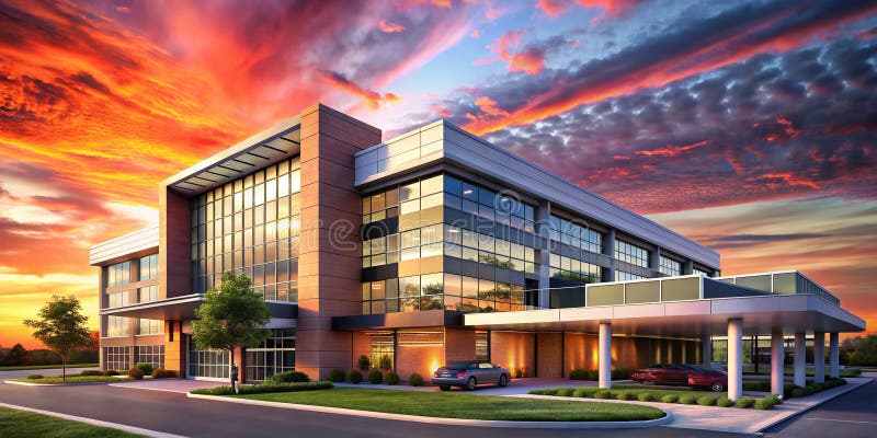 Stunning Modern Hospital Architecture at Sunset a Masterful Rule of ...