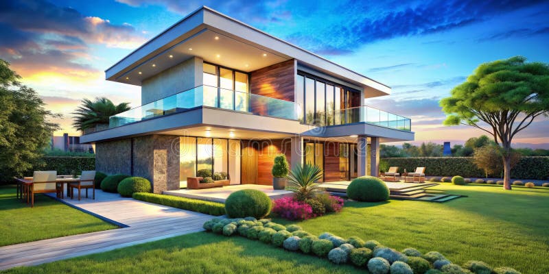 Stunning Modern House Side View 3D Render Architectural Design ...