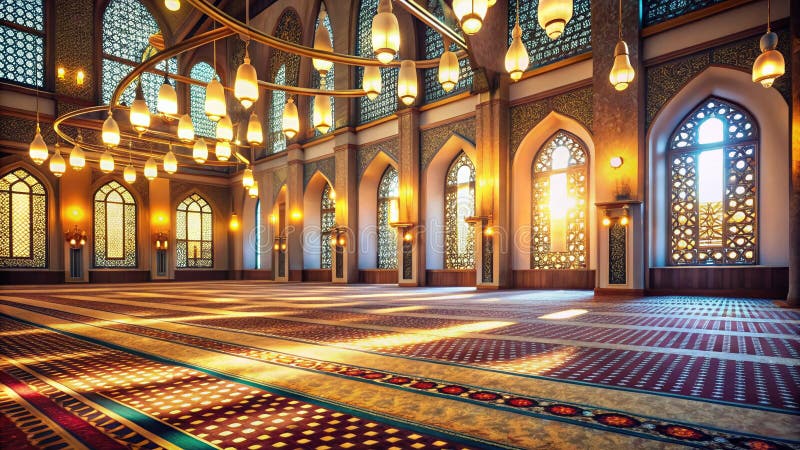 Stunning Modern Islamic Prayer Hall Design Bokeh Lighting and Elegant ...