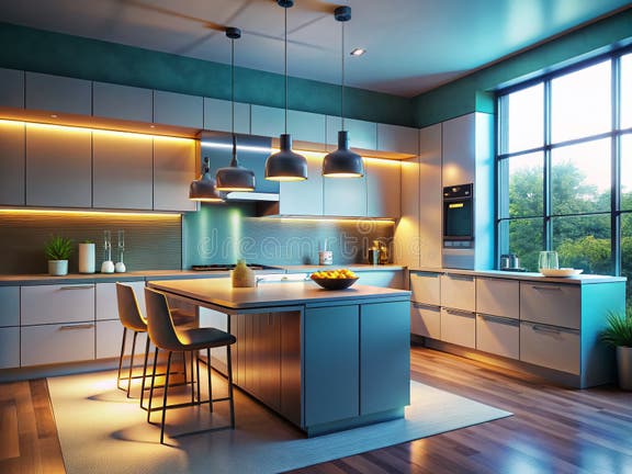 Stunning Modern Kitchen Design a 3D Render Showcase of Dramatic ...