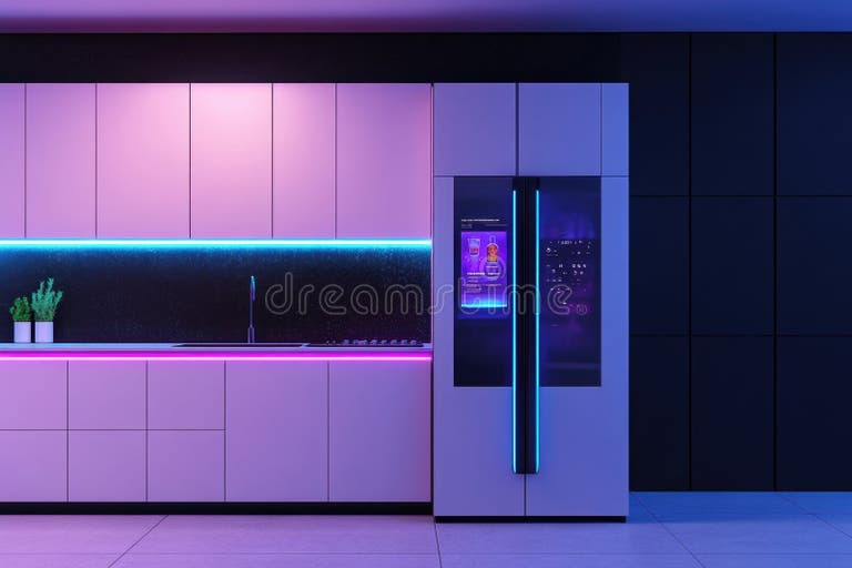 Interior Kitchen with Stunning Modern Design, Smart Refrigerator, Smart ...
