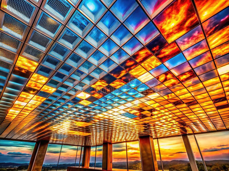 Stunning Modern Office Ceiling Design Abstract Geometry Light Shadow ...