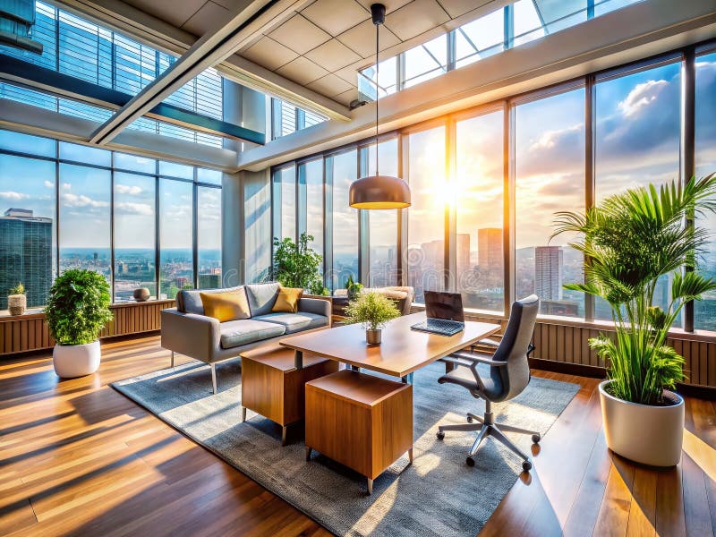 A Stunning Modern Office Interior Bathed in Natural Light Drones Eye ...