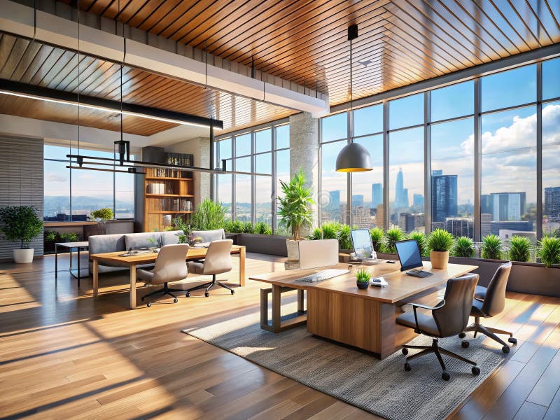 Stunning Modern Office Interior Design Spacious Workspace with Sleek ...