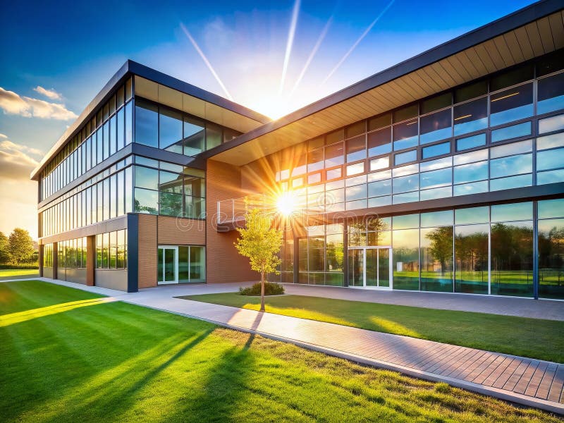 Stunning Modern School Building with Inviting Entrance and Verdant ...