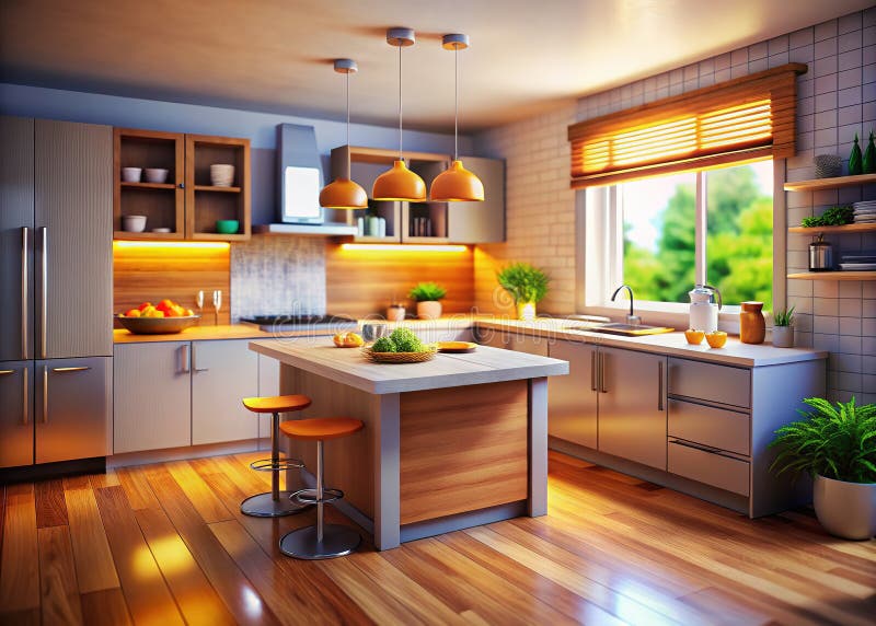Stunning Modern TiltShift Kitchen Design Rendering Realistic Appliances ...