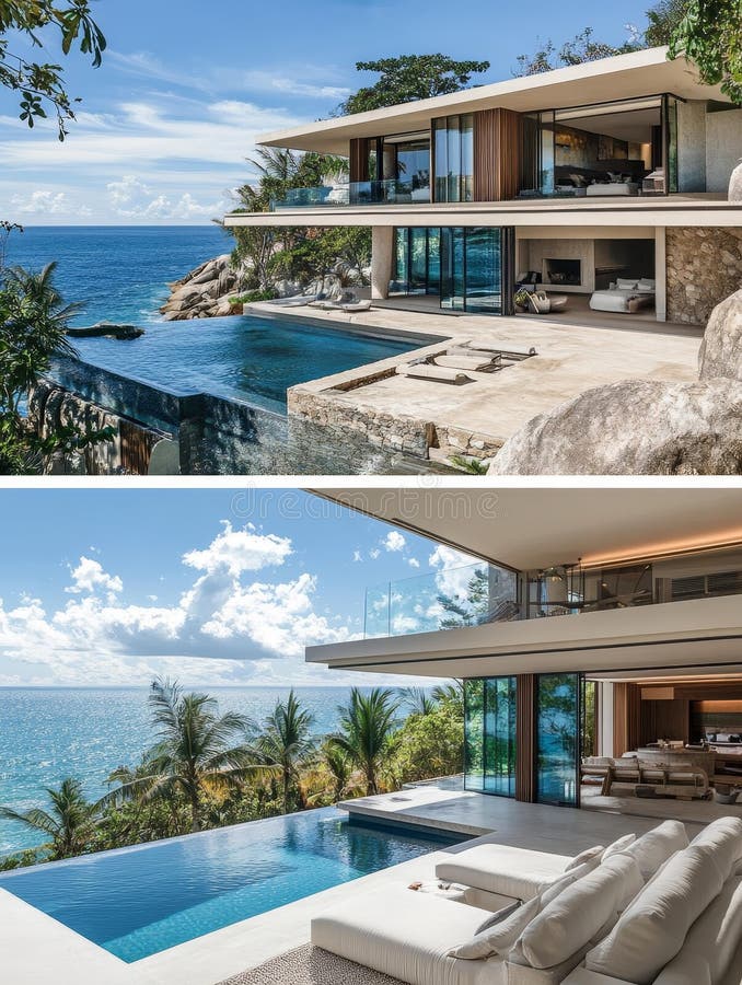 A Stunning Modern Villa with an Infinity Pool Overlooking the Ocean the ...