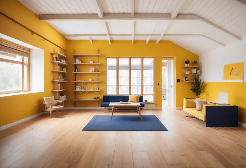 Stunning Modern Wooden Interior with High Ceilings and Exposed Beams ...