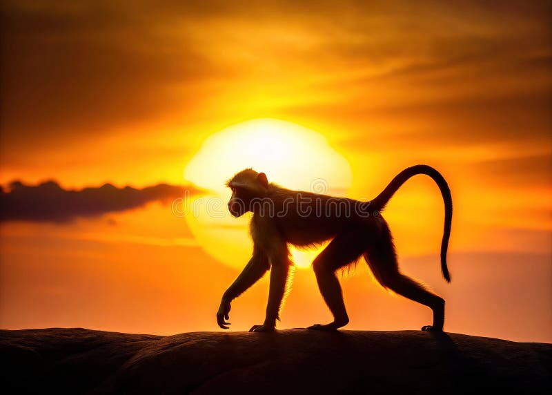 Stunning Monkey Silhouette at Sunset a Versatile Design Element for ...