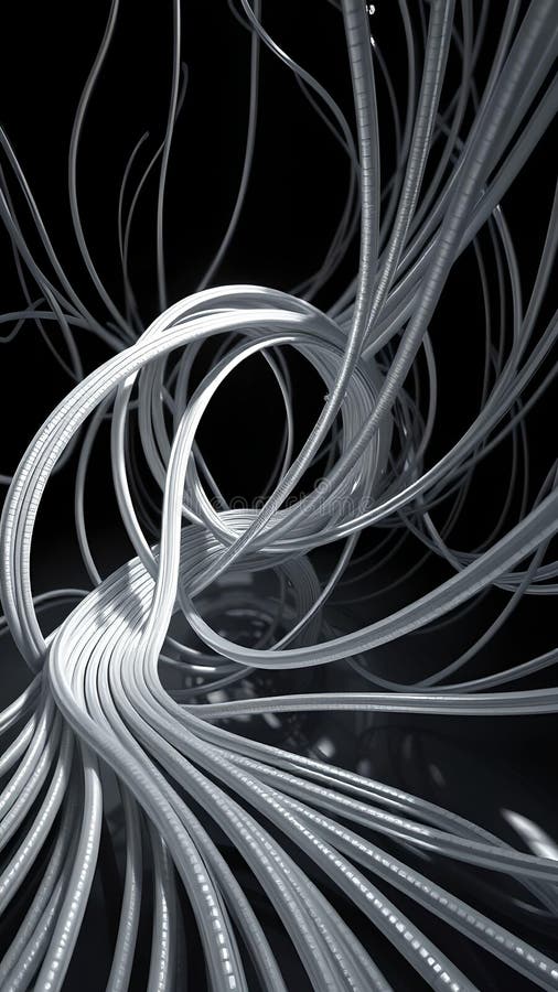 Stunning Monochrome Cables Twisting Infinitely: Sci-Fi 3D Render with ...
