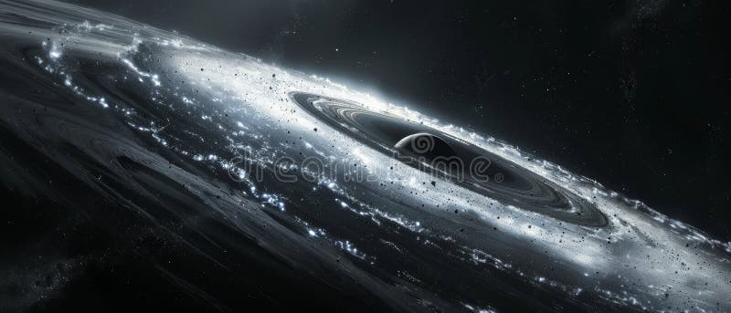 A Stunning Monochrome Depiction of a Swirling Galaxy with a Central ...