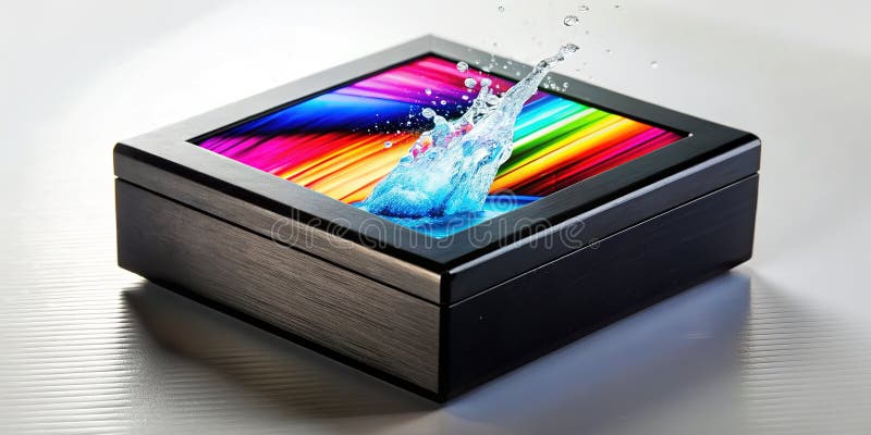 Stunning Monochrome Keepsake Box with Diagonal Lines and Water Splash ...