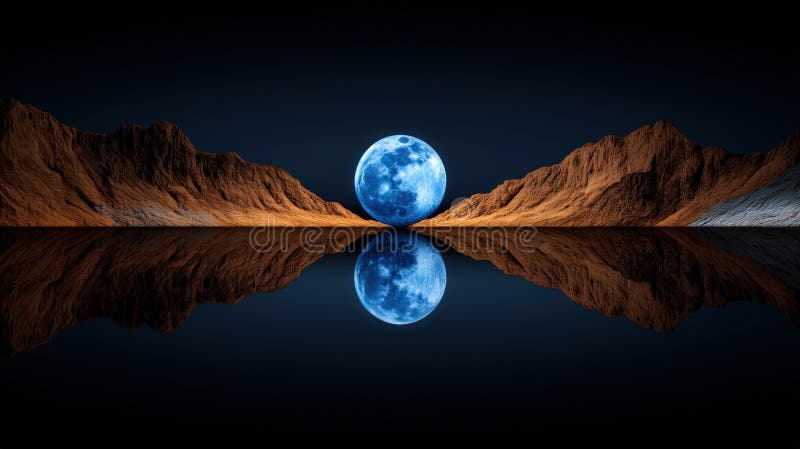 Stunning Moon Reflection Over a Serene Landscape with Mountains and ...