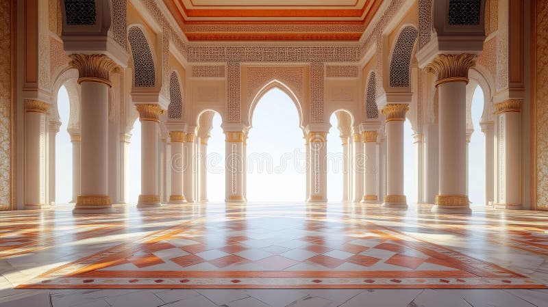 Stunning Moroccan Palace Hall with Detailed Arches and Columns Stock ...