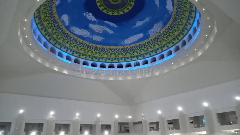 Stunning Mosque Dome Interior Featuring Beautiful Islamic Art Light ...