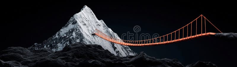 Stunning Mountain Landscape with Abstract Bridge Connecting Peaks at ...