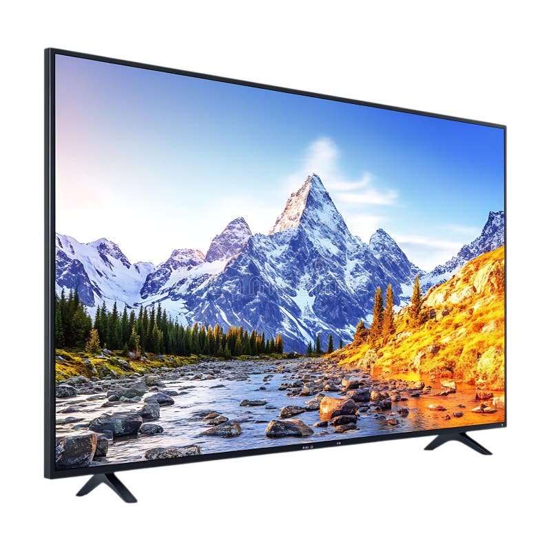 Stunning Mountain Landscape on a Modern Flat Screen TV on Transparent ...