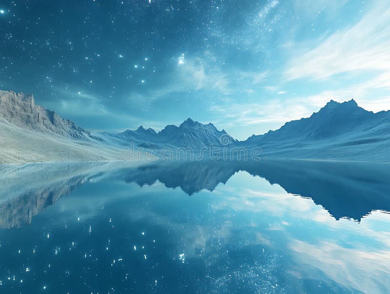 Stunning Mountain Landscape with a Reflective Lake at Night Stock ...