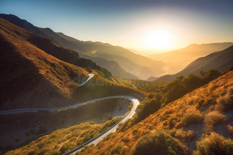 Stunning Mountain Range, with the Sun Setting Behind it, Viewed from a ...