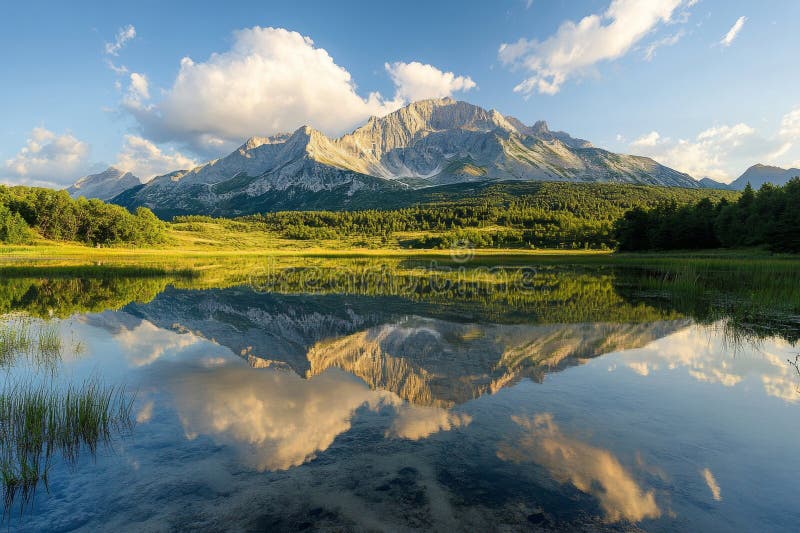 Stunning Mountain Reflection Captured in Tranquil Water Setting Nature ...