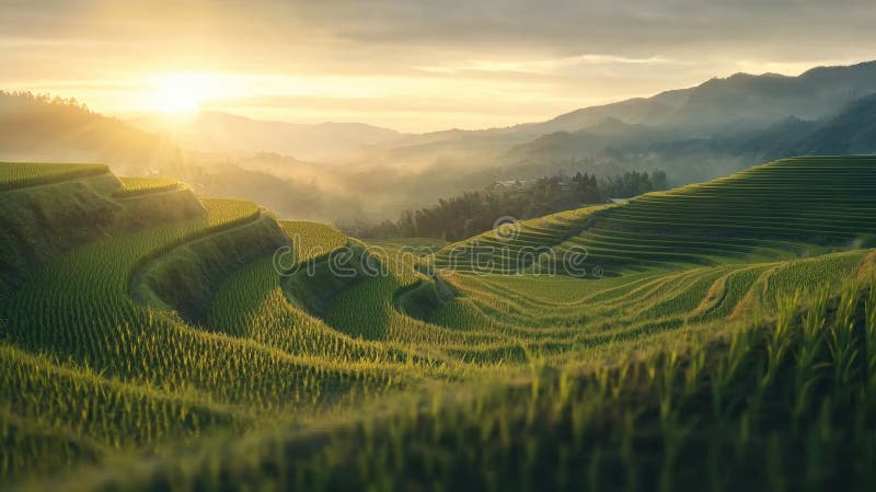 Stunning Mountain Rice Fields at Sunset: a Gorgeous Display of Nature S ...