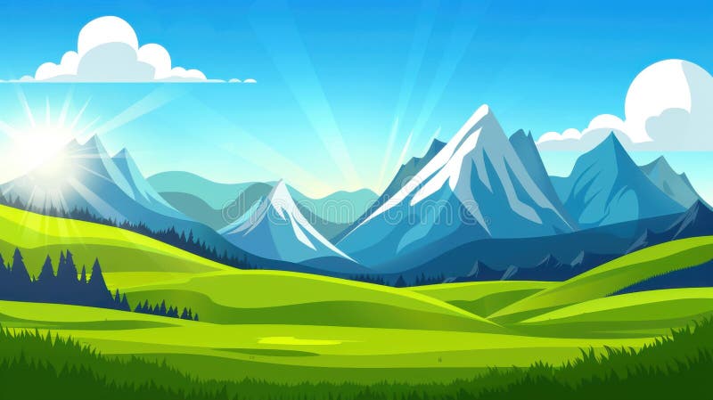 A Stunning Mountain Scene at Dawn, Where Golden Rays Paint the Peaks ...