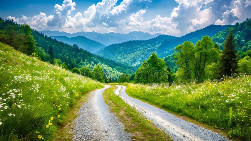 Stunning Mountain Summit View with Clear Skies, Lush Greenery, and ...