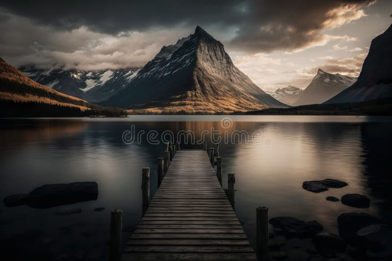 Stunning Mountain View at the Base with Big Lake and Jetty in ...