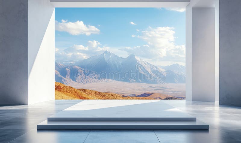 Stunning Mountain View through Modern Architectural Window with Clear ...