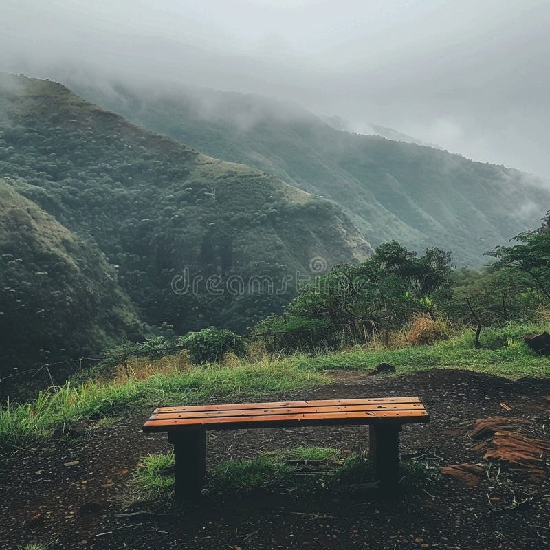Stunning Mountain View from a Scenic Bench Stock Photo - Image of bench ...