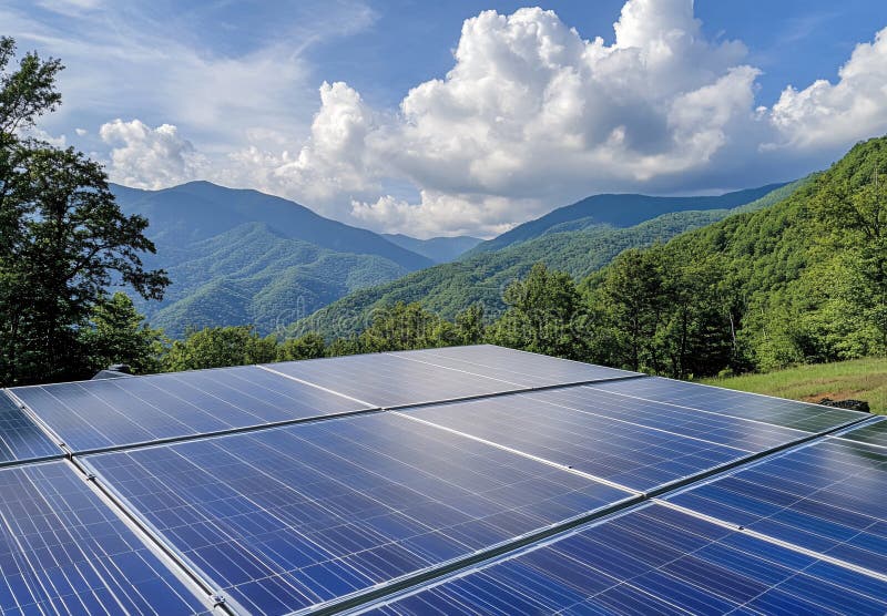 Stunning Mountain View Solar Panels Energy High Quality Image Stock ...
