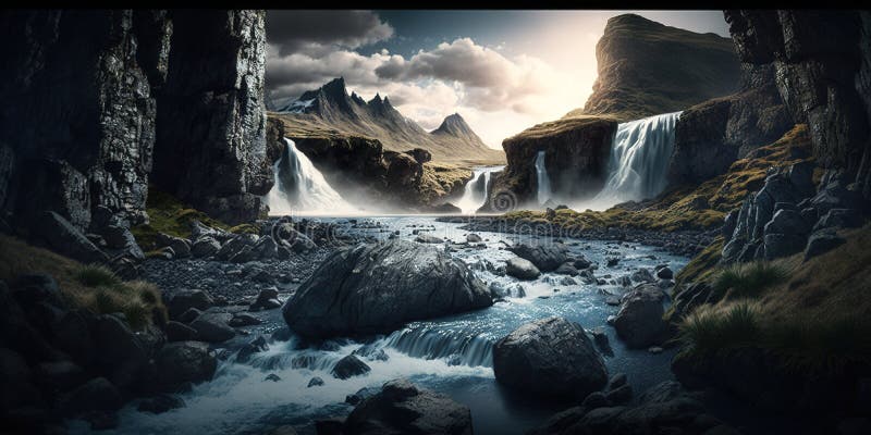 Waterfall Perspective Stock Illustrations – 432 Waterfall Perspective ...