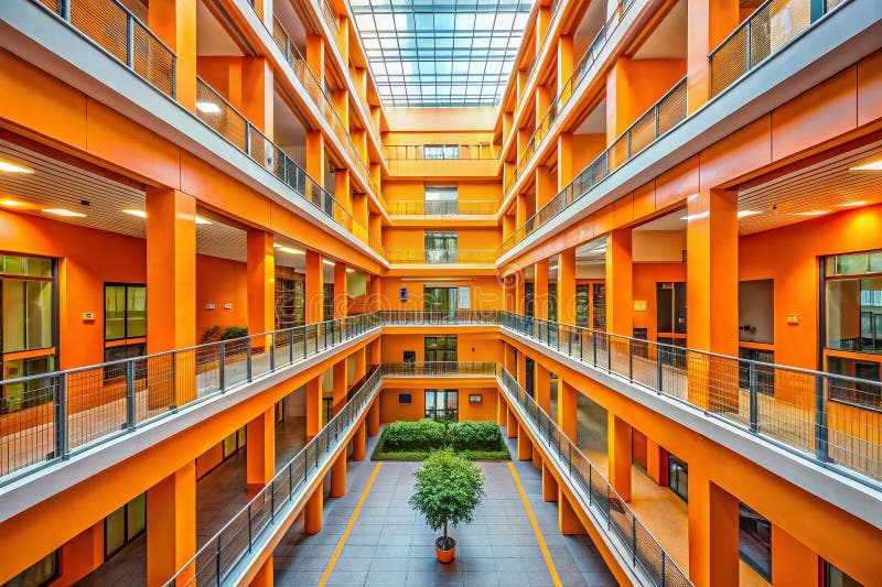 Stunning MultiLevel Interior Design with Vibrant Orange Hallways a ...