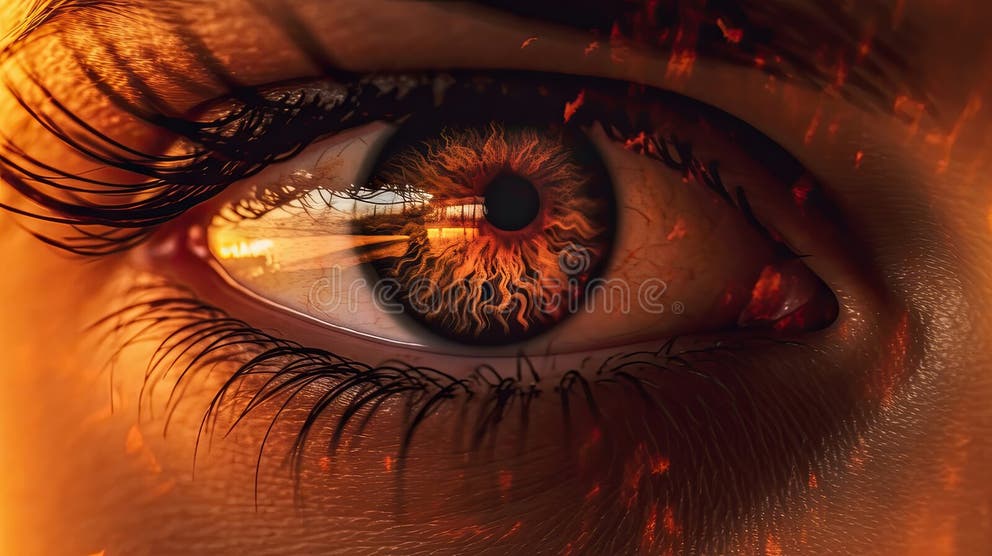 Stunning Multiple Exposure Image of Sunrise Landscape within Human Eye ...