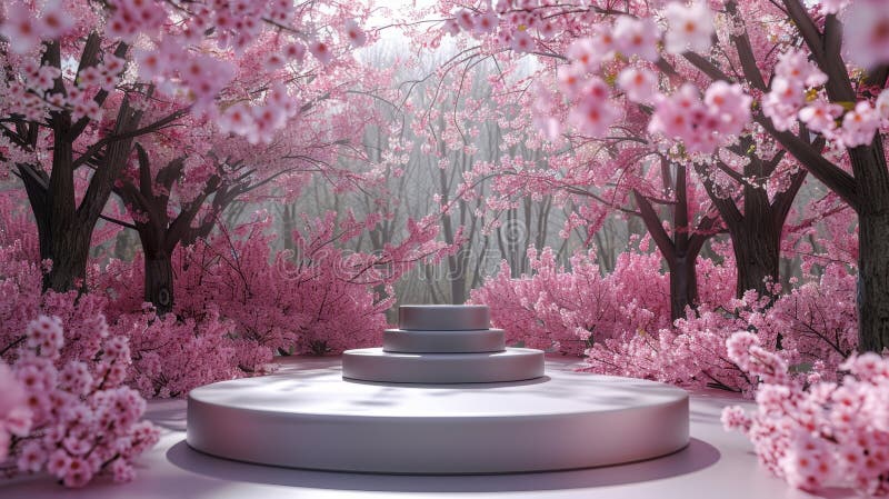 Stunning Natural Beauty Podium Backdrop with Spring Cherry Blossom ...