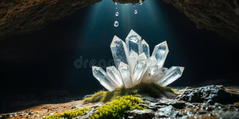 Stunning Natural Crystal Formation Illuminated by Light in a Cave ...