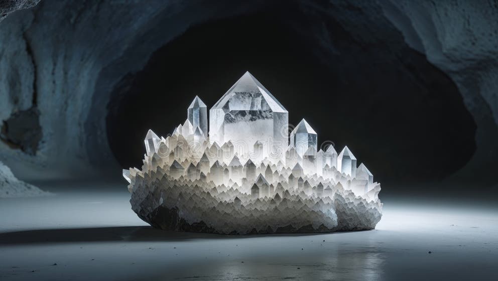 Stunning Natural Quartz Crystal Formation Illuminated Inside Cave ...