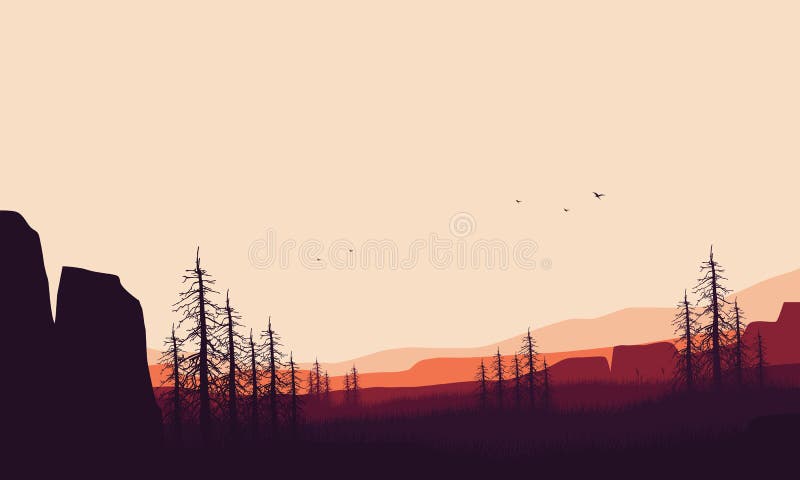 Stunning Natural Views at Dusk from the Out of the City. Vector ...
