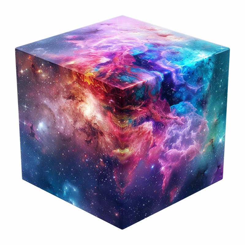 A Stunning Nebula Cube on a Pristine White Backdrop, Ai Generated Stock ...