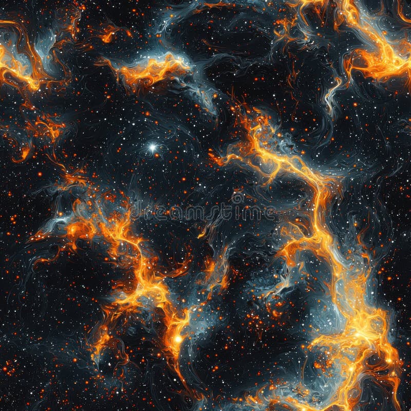 Stunning Nebula with Orange and Blue Stars Creating a Mesmerizing ...