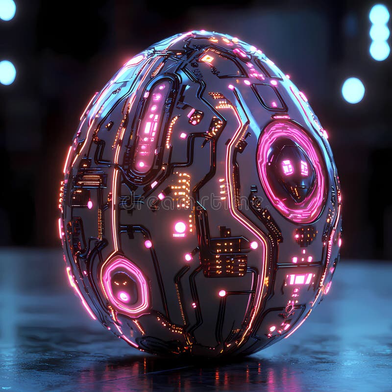Neon Cyberpunk Easter Egg with Glowing Details Showcasing Futuristic ...