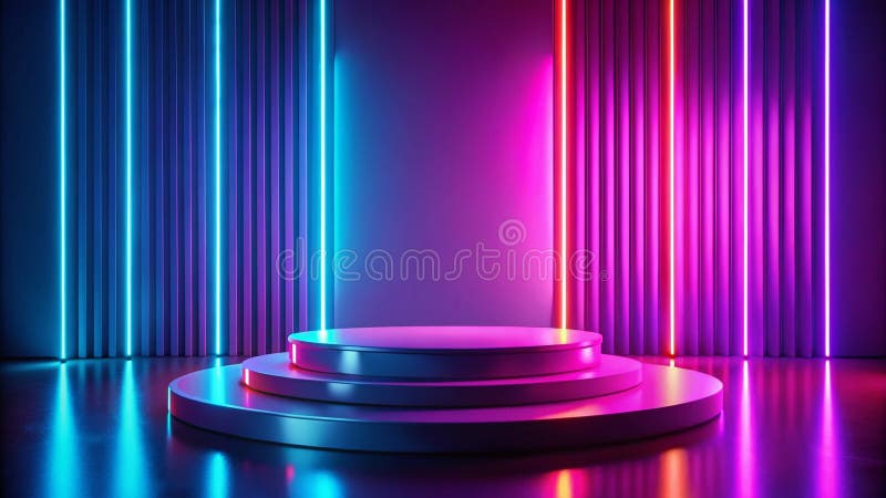 Stunning Neon Product Display on a Modern Podium: an AI-Generated ...
